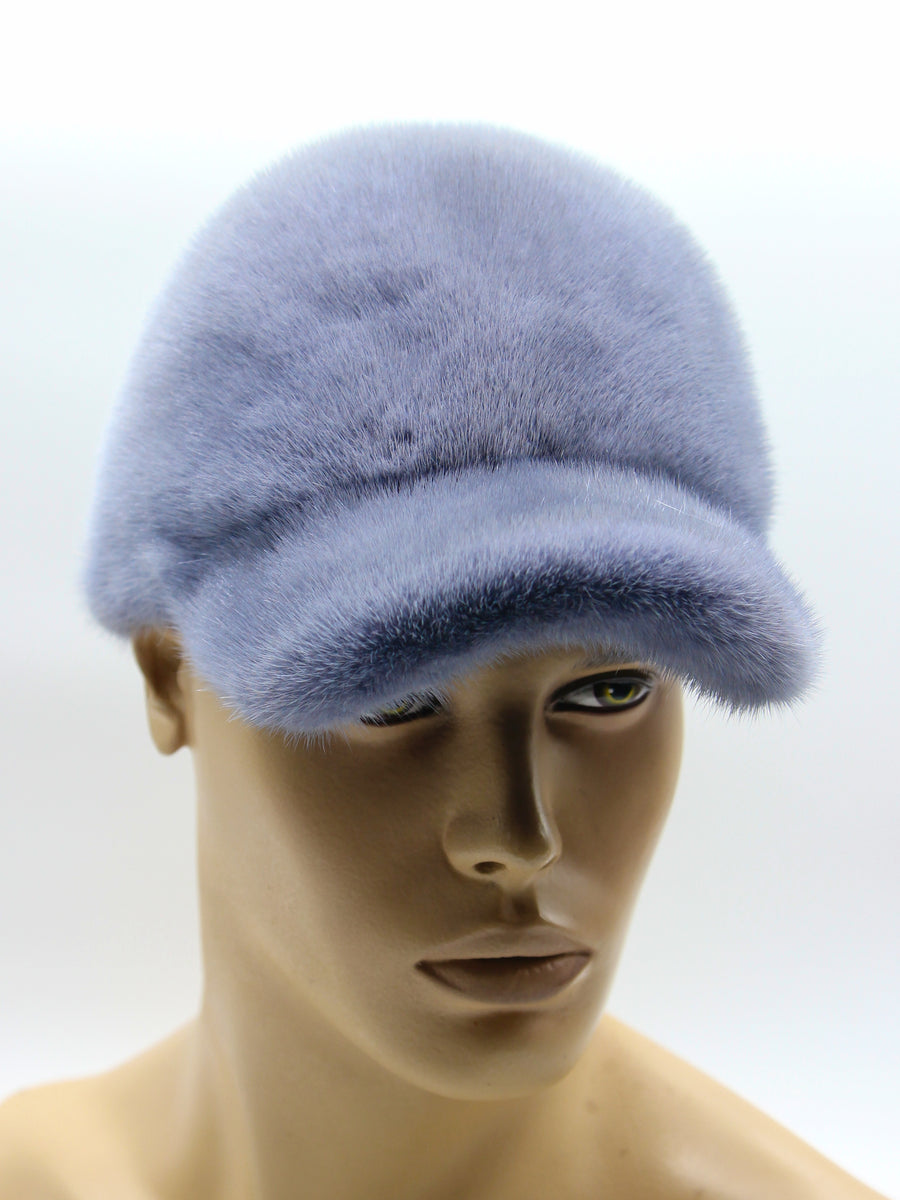 Mink fur baseball cap blue color | Caps&HatsUA